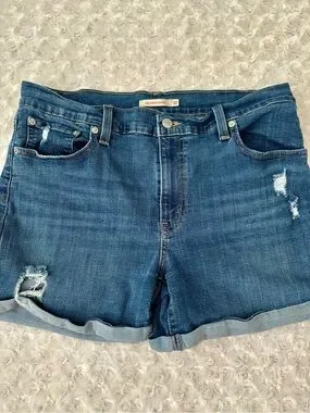 Levi's | Shorts | Levis Distressed Rolledhem Jean Shorts Size 32 ...